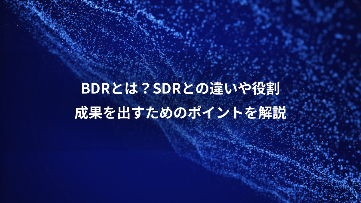BDRとは？SDRとの違いや役割・成果を出すためのポイントを解説
